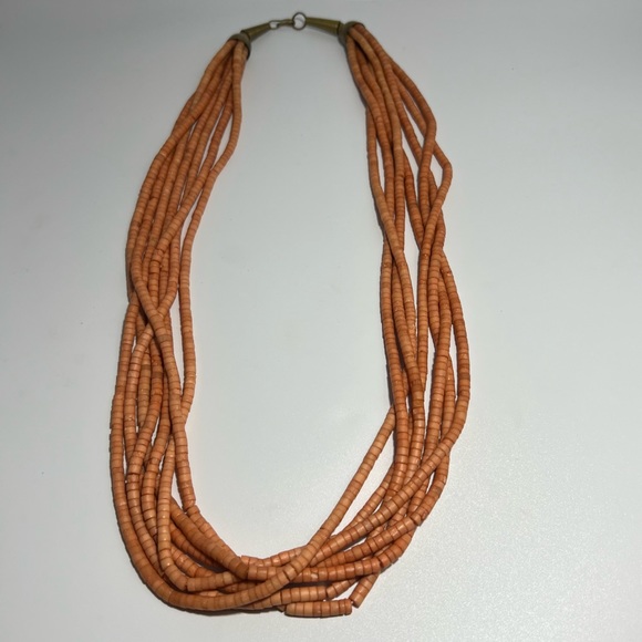 Jewelry | Native American Pink Orange Heishi Bead Necklace 7 Strand ...